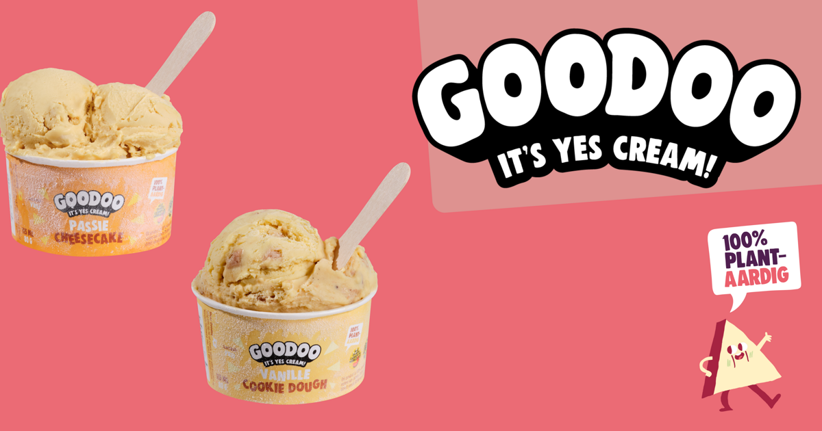 Plantaardig ijs van Goodoo in de schappen van AH